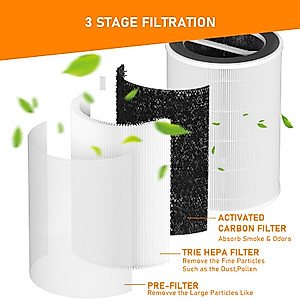 Skymechy Smart HEPA Filter Replacement Compatible with WYZE Smart Air Cleaner Purifier, 3-in-1 True HEPA and Activated Carbon Air Filter, 2 Pack