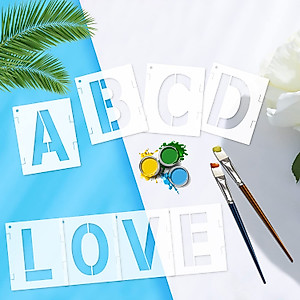 1 Inch Letter Stencils Symbol Numbers Stencil, 68 Pcs Reusable Alphabet Art Craft Templates Interlocking Stencils Kit for Painting on Wood, Wall, Glass, Fabric, Rock, Canvas, Chalkboard, Sign（1Inch）