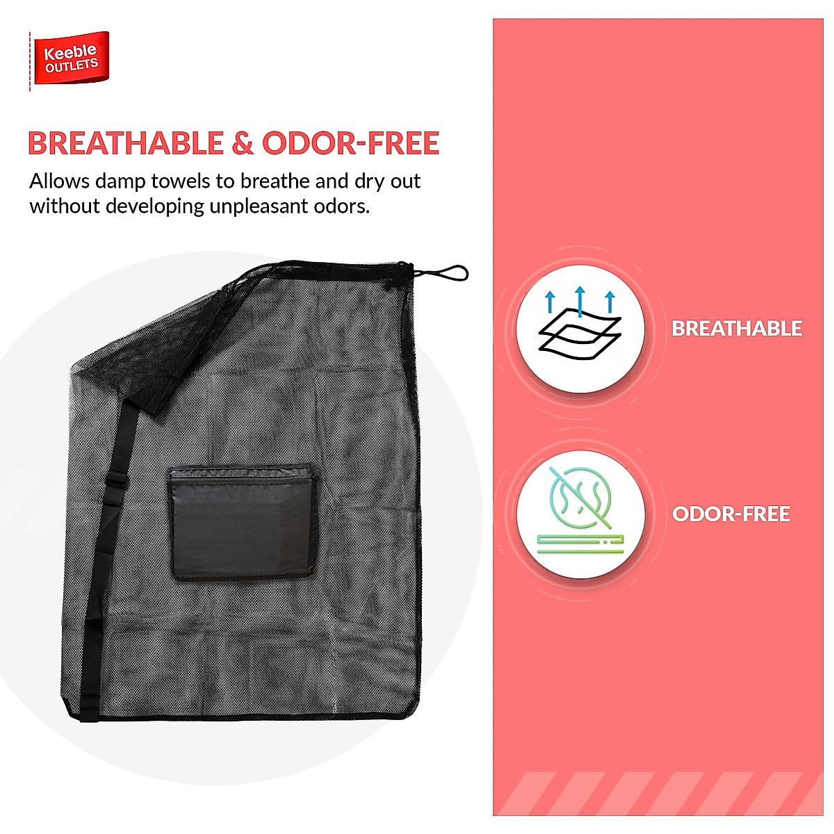 Keeble Outlets Soccer Ball Bag (30x40 inches) | Durable Nylon & 600D Polyester Basketball Coaches Bag with Mesh Pocket | Black Basketball Net Bag for Outdoor Training and Team Ball Storage