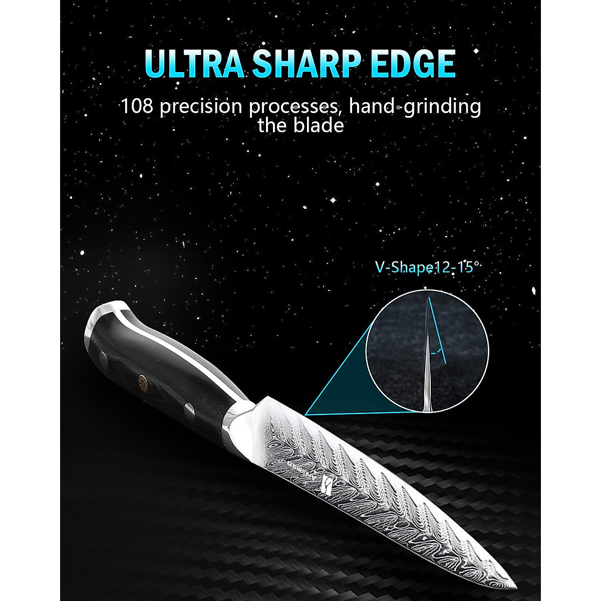 Arisman 5 Inch Utility Knife, Japanese Damascus Steel Paring Knife, Sharp VG10 Fruit Slicing Knife, Small Kitchen Knife with Full Tang Ergonomic G10 Handle