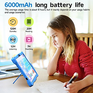 10.1 Inch Kids Tablet with Eye Protection,Android 12 Tablet for Kids,1280x800 HD IPS,3GB+32GB,6000mAh Dual Camera WiFi Bluetooth Tablet,Children Tablet with Shock-Proof Case YouTube Netflix(Blue)