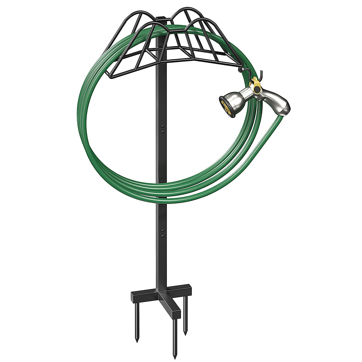 Garden Hose Holder Freestanding, Extra Thick Water Hose Stand, Heavy Duty Metal Garden Hose Storage,Garden Hose Reel, Water Hose Holders for Outside, Detachable Outdoor Hose Holder