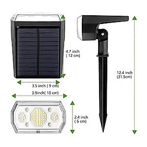 BriSunshine Solar Spot Lights Outdoor,IP65 Landscape Spotlights Waterproof Solar Powered for Yard Garden,2 in 1,Auto ON/Off (6 Pack/64 LED/3 Modes)