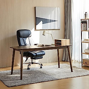 Livinia Aslan 59" Malaysian Oak Rectangular Wooden Dining Table/Large Solid Wood Kitchen Desk (Walnut)