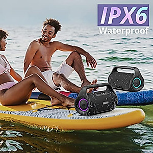 Tronsmart Bang Mini Portable Bluetooth Speaker with 50W Wireless Stereo Sound, IPX6 Waterproof Loud Speaker for Home/Outdoor/Party, Bluetooth 5.3, Beat-Driven Light Show, Support NFC, Micro SD, AUX