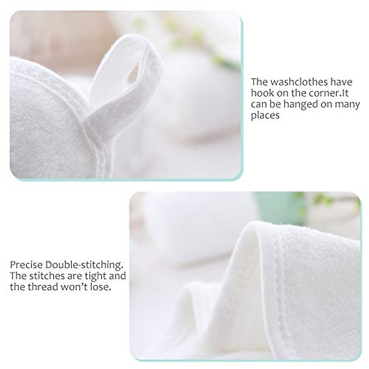 HIPHOP PANDA Bamboo Baby Washcloths,30 Pack (White) - 2 Layer Ultra Soft Absorbent Bamboo Towel - Natural Reusable Baby Wipes for Delicate Skin - Baby Registry as Shower