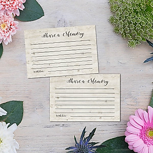 Share A Memory Cards, 50 Rustic Wood Cards and Sign for Wedding, Shower, Birthday, Celebration of Life, Funeral, Retirement, Graduation, Life Memories, Guest Book Alternative Advice Game, 4x6 Inch.