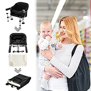Hook on Chair with Removable Dining Tray, Portable Clip on High Chair Use at Most Tables, Fast Table Chair with Carry Bag, Travel Feeding Seat for Baby & Toddlers