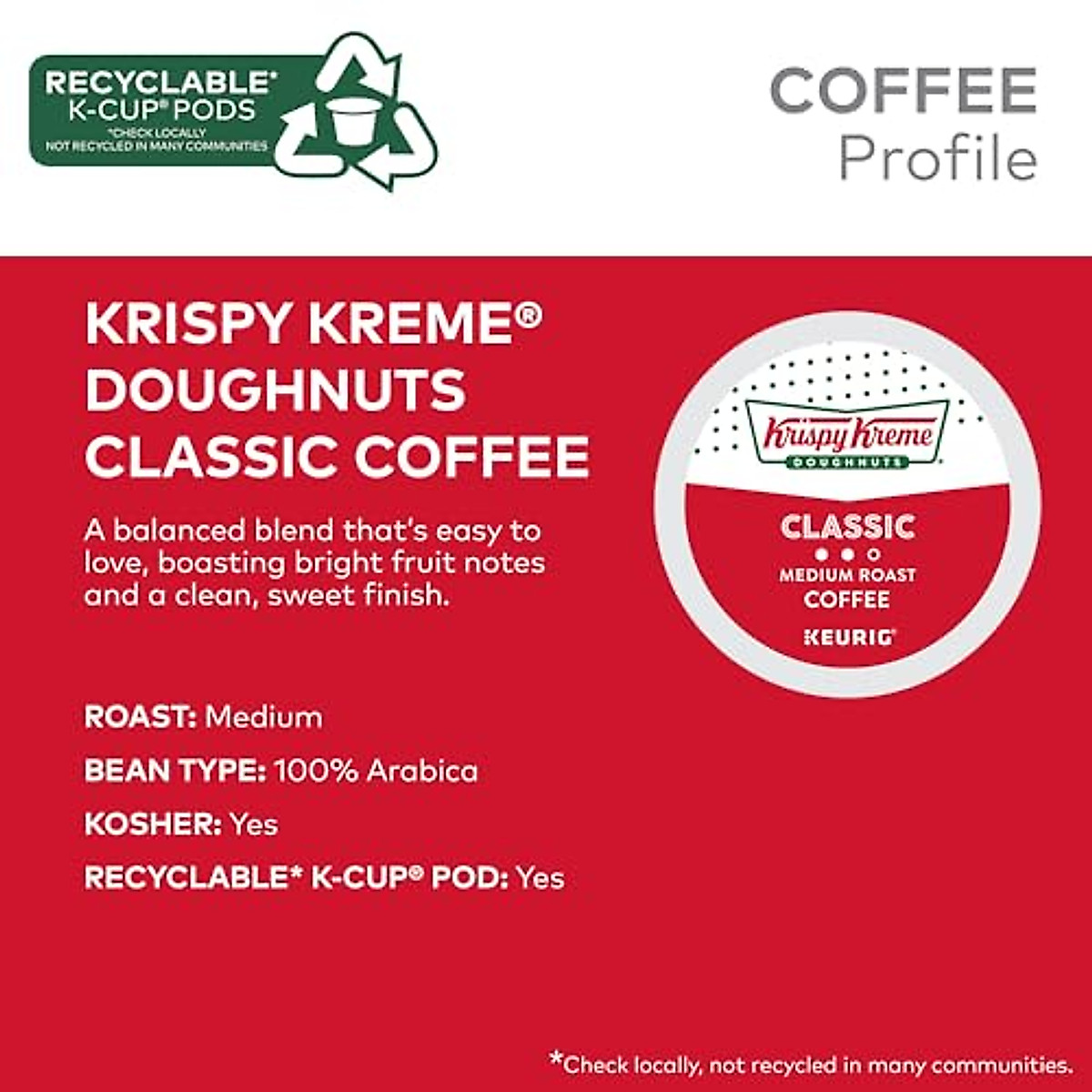 Krispy Kreme Doughnuts Classic, Keurig Single Serve K-Cup Pods, Medium Roast Coffee 48 Count