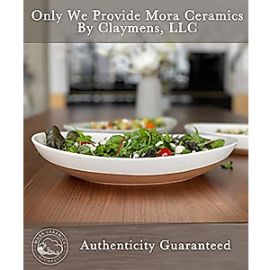 Mora Ceramic Large Serving Bowls- Set of 2 Oval Platters for Entertaining. Modern Kitchen Dishes for Dinner, Fruit, Salad, Turkey, etc. Oven, Dishwasher Safe, 55 / 35 oz, 13.5" / 11.8" - Vanilla White