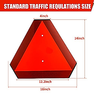Slow Moving Vehicle Sign, Safety Triangles DOT Compliant, Orange Reflective Safety Triangle Sign, SMV Sign, 16x14 inch, Durable Plastic Engineering Grade Reflective Up to 7 Years Outdoor for Golf Cart Accessories and Tractor UTV Accessories