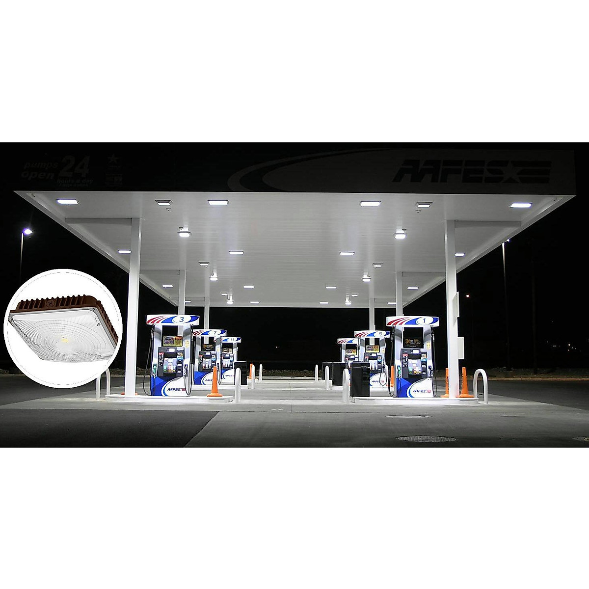 CYLED 120W LED Canopy Light Industrial Waterproof Explosion-Proof Outdoor High Bay Balcony Car Park Lane Gas Station Ceiling Light Equivalent 550W HID/HPS 16000 Lm 5500K DLC Qualified Pack of 2