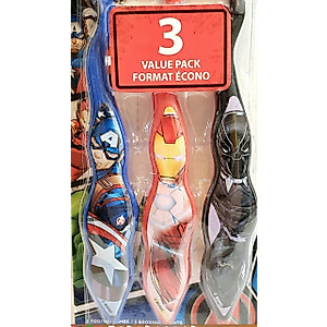 Firefly Avengers Toothbrush Pack (3) Toothpaste Kit Features Avenger Characters Iron Man Captain America Black Panther Travel Dental Set for Kids.