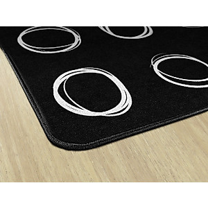 Flagship Carpets Circle Sampler Abstract Educational Area Rug for Kids Room or Childrens Classroom Carpet, Playroom or Home Learning, 6' x 8'4", Black