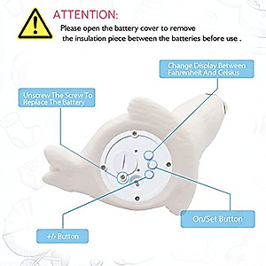 Doli Yearning Upgrade Baby Bath Thermometer Room Temperature| Water Thermometer|Kids' Bathroom Safety Products| Baby Bath(Seal Shape)℃/℉, LCD