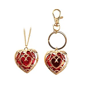 Winssigma Cosplay Necklace and Keychain Jewelry Set for Men and Women, Vintage Pendant Necklace for Fans(Ruby Heart)