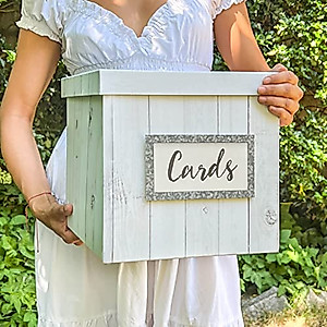 Kate Aspen White Rustic Wood Gift/Wedding Card Box, Money Box, Farmhouse Decorations For Reception or Party - Unique Decor