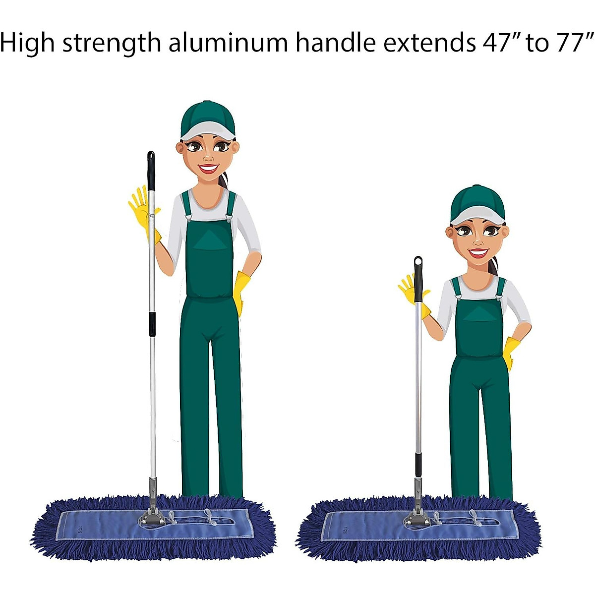 Ultimate Dust Mop Kit: Industrial-Grade Performance, Heavy-Duty Frame, Telescopic Handle - Blue 60 Inch