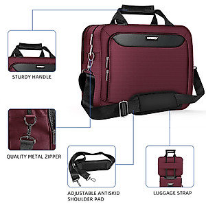 SHOWKOO Carry-on Luggage 2 Piece Softside Lightweight Durable Suitcase with Bag Tote Double Spinner Wheels TSA Lock Wine Red 20-inch