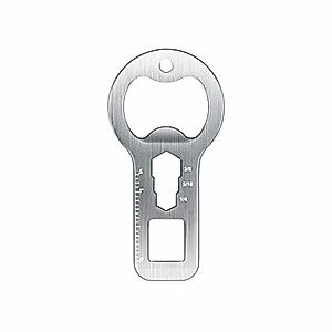 KITCHENDAO 4 in 1 Keychain Beer Bottle Opener, Portable Durable Stainless Steel Beer Opener, Gift for Men Father Husband Boyfriend, Silver 1 Pack