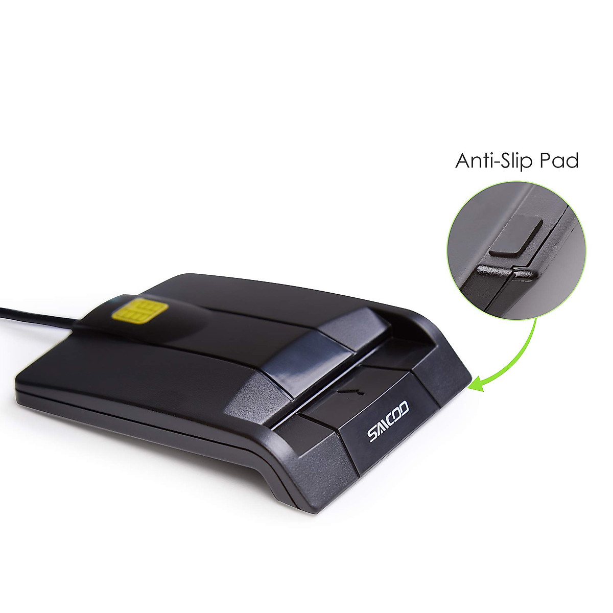 Type C Smart Card Reader Saicoo DOD Military USB-C Common Access CAC Card Reader, Compatible with Mac OS, Win (Don't Support VA PIV Card)