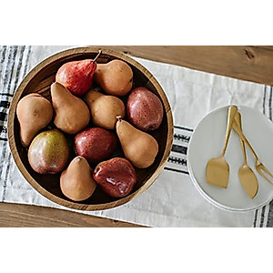 Chloe and Cotton | Large 12-Inch Brown Acacia Wood Bowl | Kitchen Counter Fruit Bowl | Decorative Pedestal Bowl for Entryway Table Decor