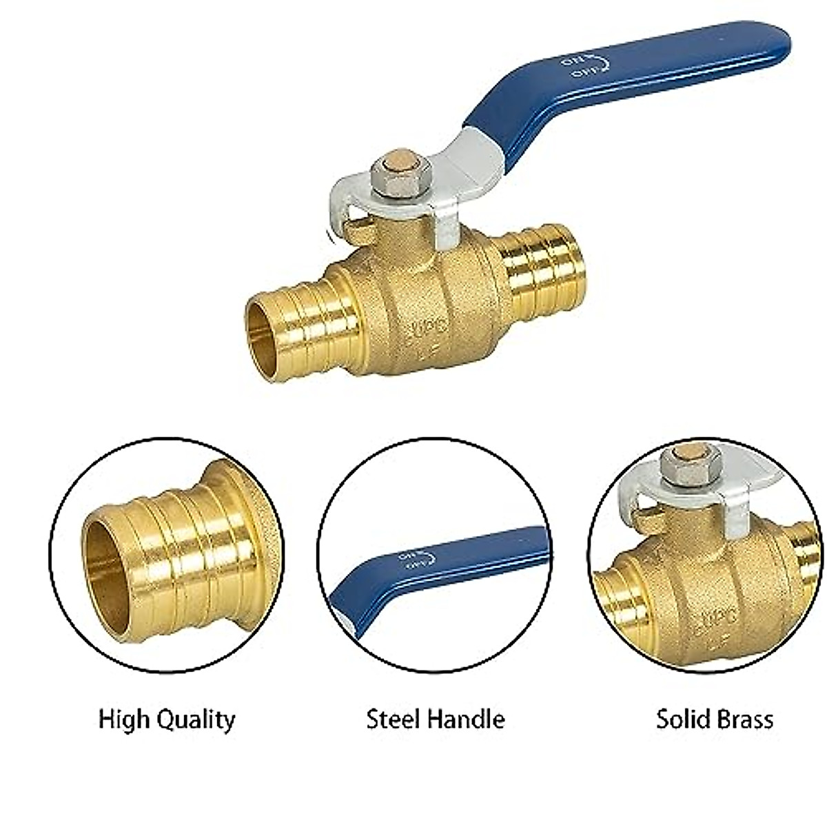 Brass Hose Barb Ball Valve Kit-4Pcs 3/4" Ball Valve,PEX Brass Full Port Shut-off Ball Valve,Quarter Turn HOT (RED) COLD (BLUE) of Water Stop Shut off (4 pack Ball Valves 3/4)