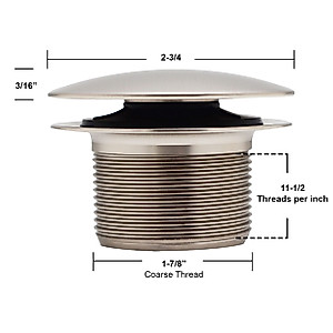 Westbrass A398R-12 1-1/2" NPSM Coarse Thread Mushroom Tip-Toe Bathtub Drain Stopper, Oil Rubbed Bronze