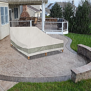 Aacabo Double Chaise Lounge Cover Waterproof Heavy Duty 82Inch Double Wide Patio Chaise Lounge Chair Cover-Beige