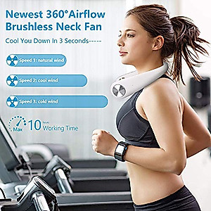 2023 Bladeless Hanging Neck Fan Portable Sport Fan, Personal Fan, Rechargeable USB Fan Adjustable Width Cooling Neck Fan with 3 Speeds for Yard Work, Concerts, Outdoor and more