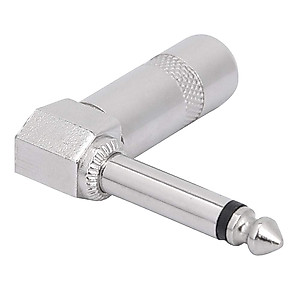 5pcs Right Angle Mono Phone Plug,90 Degree 6.35mm (1/4 Inch) L-Shape Guitar Audio Jack Connector Microphone Cable Terminal
