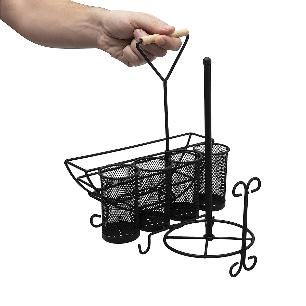 CLABBY ROUND LAKE Caddy Buffet - Indoor/Outdoor Crockery and Cutlery Organizer, Picnic - Complete with Menu and Napkin Holder