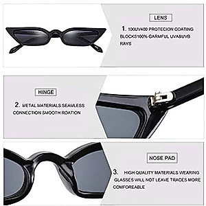 W&Y YING Small Cat Eye Sunglasses for Men and Women Skinny Retro Frame Y2K Shades Trendy Fun Fashion Glasses