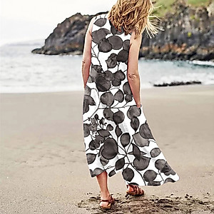 Women's Summer Casual Sleeveless Halter Long Maxi Beach Dress Womens Plus Size Casual Dresses for Fall Dark Gray