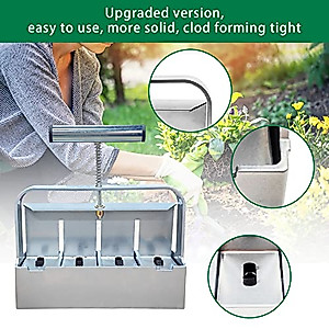 Upgraded Genuine Soil Block Maker, Handheld Seeding Soil Blocker, Soil Blocking Tool, Quad Soil Blocker – Come with 12Pcs of Seed Pins