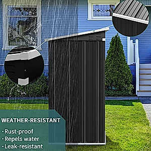 Amopatio Outdoor Storage Shed 5x3, Heavy Duty Metal Sheds, Sturdy Tool Shed for Garden/Backyard, Black