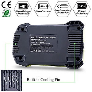 Lasica Compatible with Ryobi P117 One+ Battery Charger, Replacement for Ryobi 12V-18V ONE+ Plus Cordless Power Tool Battery Charger