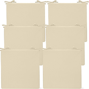 Preboun 6 Pack Outdoor Chair Cushions, 19" x 19" x 3" Patio Chair Cushion Waterproof Outdoor Seat Cushions with Ties Replacement Chair Pad for Patio Furniture Garden Sofa Couch Chair Pads (Beige)