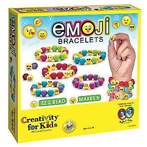 Creativity for Kids Emoji Bracelets, Makes 5 Bead Bracelets - Arts and Crafts Jewelry Making for Kids