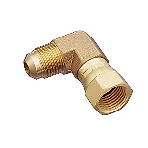 90 Degree Elbow Connector Coupling Adapter for Fire Pit,BBQ Grills and Olympian Wave Heater Brass Tube Fitting, Replacement for Camco 57633 (3/8" female swivel flare x 3/8" male flare)