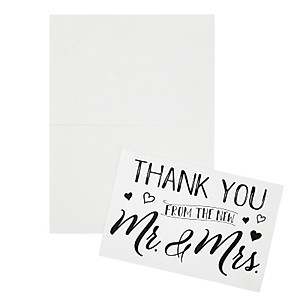 Sustainable Greetings 120 Pack Wedding Thank You from the New Mr and Mrs Cards Bulk with Kraft Brown Envelopes for Weddings, Showers, 4x6 in