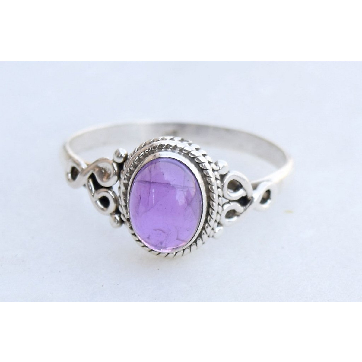 Amethyst Stone Ring 925 Sterling Silver Statement Ring For Women Handmade Rings Gemstone Christmas Promise Ring Size US 7 Gift For Her