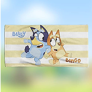 Bluey Bingo Stripe Beach Towel Kids Swim Bath Holiday Children Bath Towels Tv Show Gift for Boys Girls 70 x 140 cm