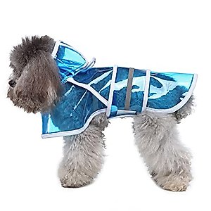 KTHZI Dog Raincoat Adjustable Pet Waterproof and Windproof Clothes Lightweight Rain Jacket Poncho for Hoodies with Strip Reflective(D Blue,Medium，YY31)