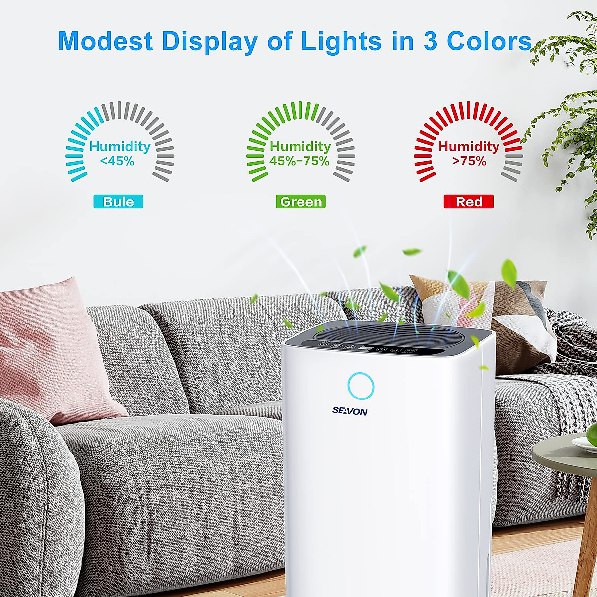 SEAVON 30 Pint Dehumidifiers for 2000 Sq. Ft Home Basement with Drain Hose, Dehumidifier with Auto and Manual Drainage,12 Hours Timer, Child Lock, Dry Clothes, Intelligent Humidity Control for Bedroom