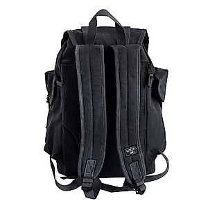 KAMP NEW YORK Campus II Canvas Backpack, Lightweight & Casual Daypack for Travel, Outdoors (Black)