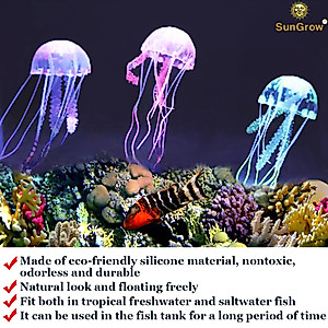 Jellyfish Aquarium Decorations, Silicone Fish Tank Ornaments, Colorful Decor Glows in Blacklight, Adds Beauty to Freshwater & Saltwater Tanks and Terrariums, 6pcs