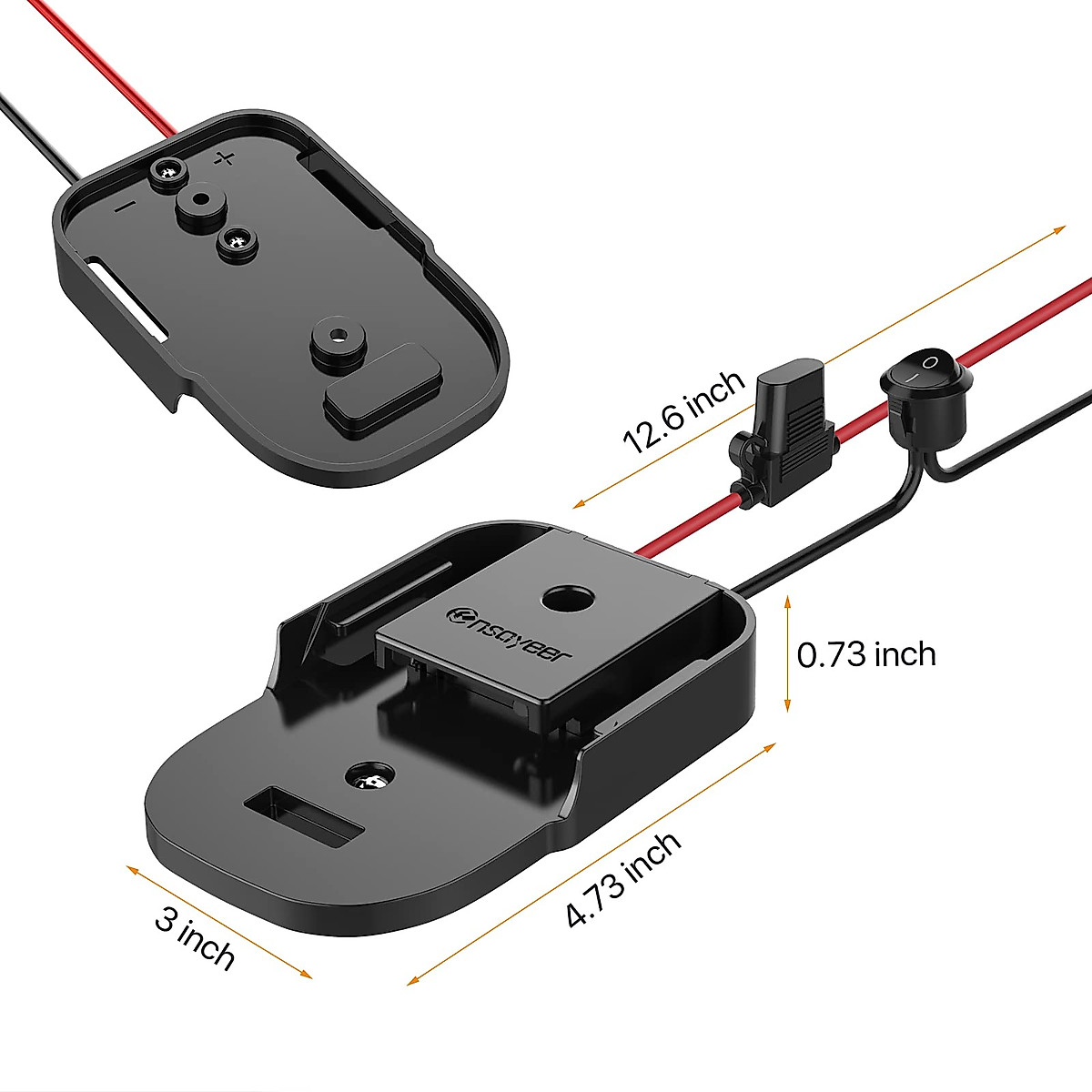 Power Wheel Adapter with Fuse & Switch, Secure Battery Adapter for Ridgid AEG 18V Hyper Lithium Battery, with 12 Gauge Wire,Good Power Convertor for DIY Ride On Truck,Robotics,RC Toys and Work Lights