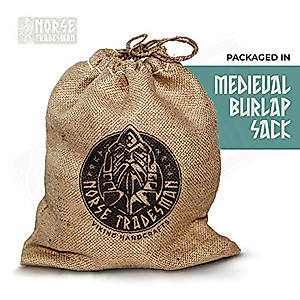 Norse Tradesman XL Viking Drinking Horn Mug - 100% Authentic Beer Horn Tankard With Thor's Hammer Engraving | The Mjolnir, High Polish, approx. 30 oz