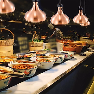 JIAWANSHUN Food Heat Lamp Food Warmer Lamp Bulb 250W Commercial Food Warmers 60-180mm Adjustable Hanging Food Heat Lamps Restaurant Supplies Food Service Heating Lamp 110V